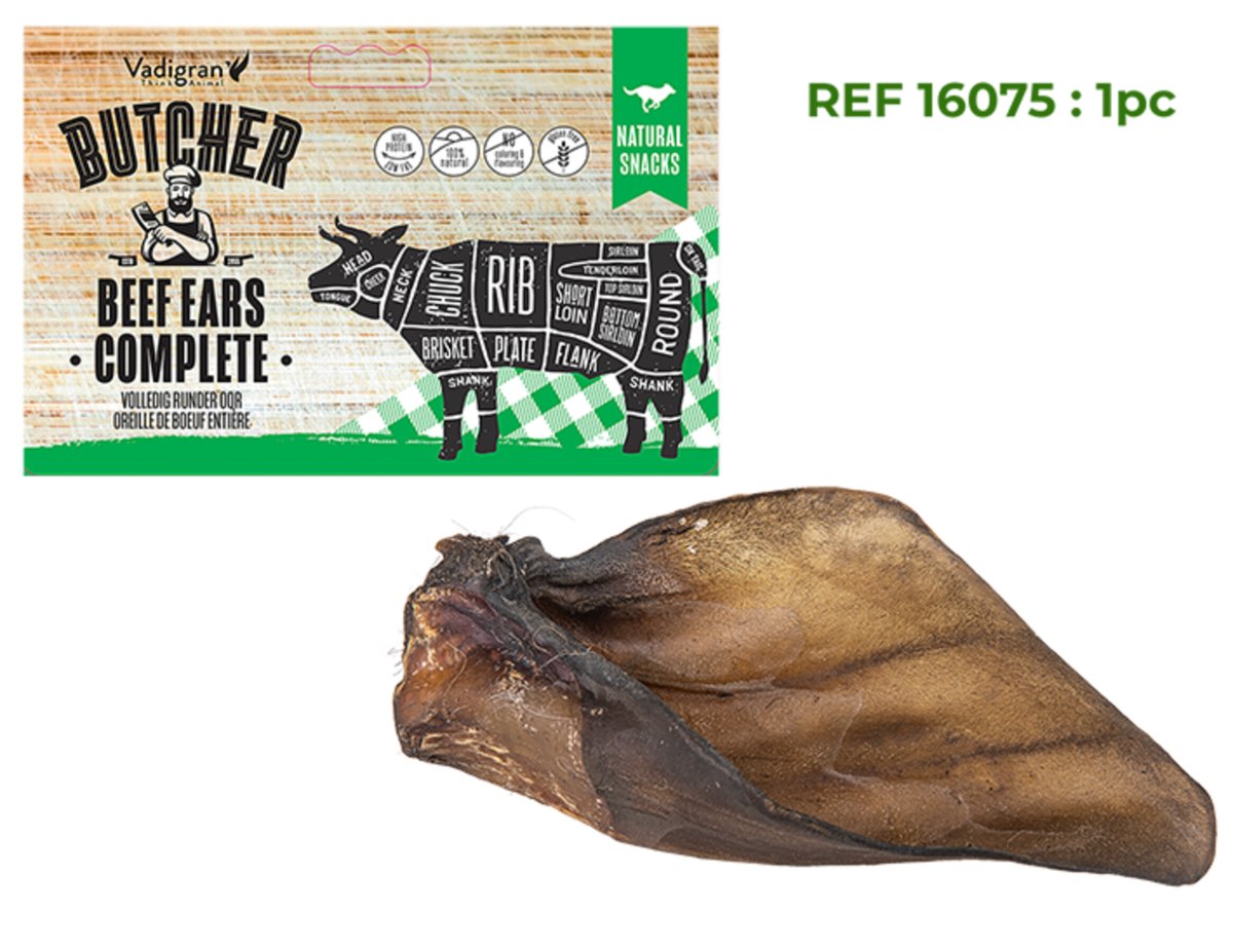 Butcher Natural - Snacks - DogWhole beef ear with shell 1 - Vadigran