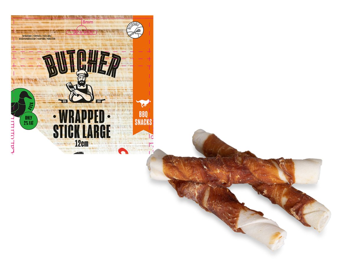 Butcher BBQ - Snacks - HondDuck Wrapped Stick 12cm 140g LARGE - Vadigran